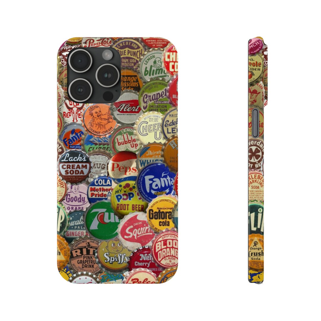 Vintage Bottle Caps Collage Phone Case Retro Mosaic iPhone 15, Plus ...