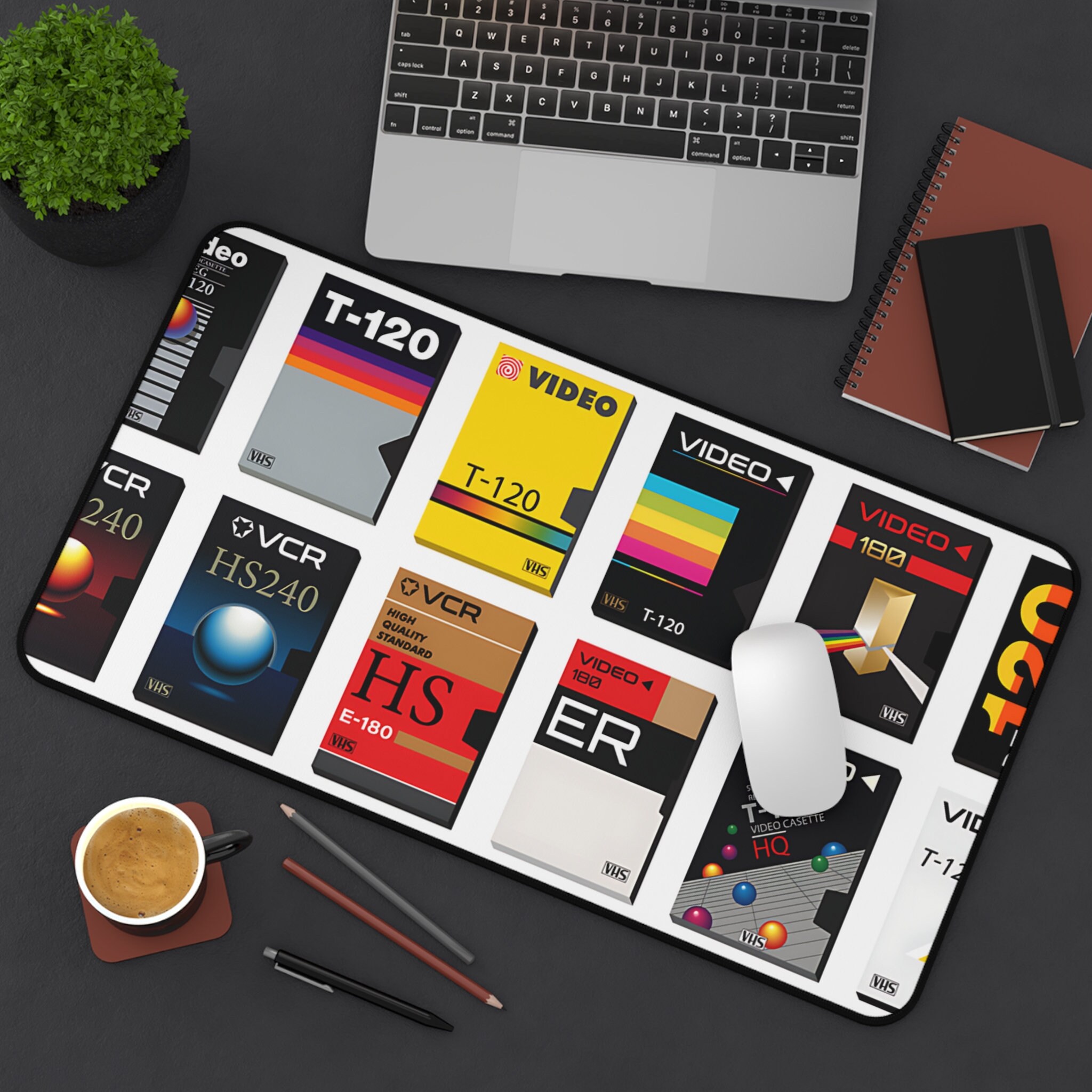 80s Retro Desk Mat VHS Nostalgia Large Mouse Pad Unique Home Office ...