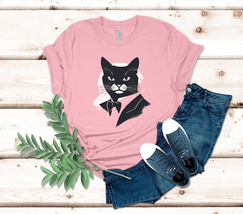 Cute Cat Graphic Tee Funny Tuxedo Cat Shirt Unique Black Cat Fashion ...