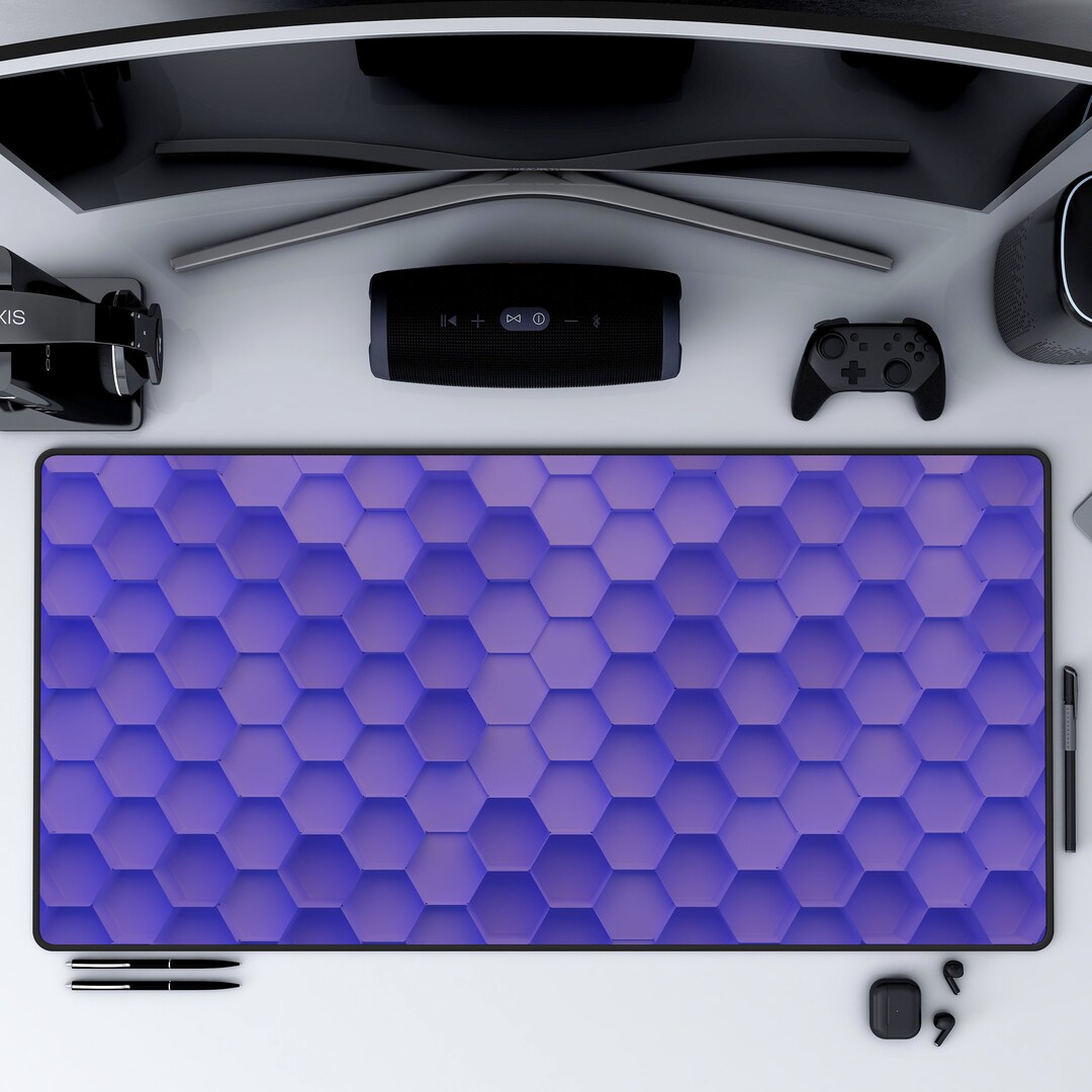 Purple Abstract 3D Desk Mat Geometric Large Mouse Pad Cubicle & Dorm ...