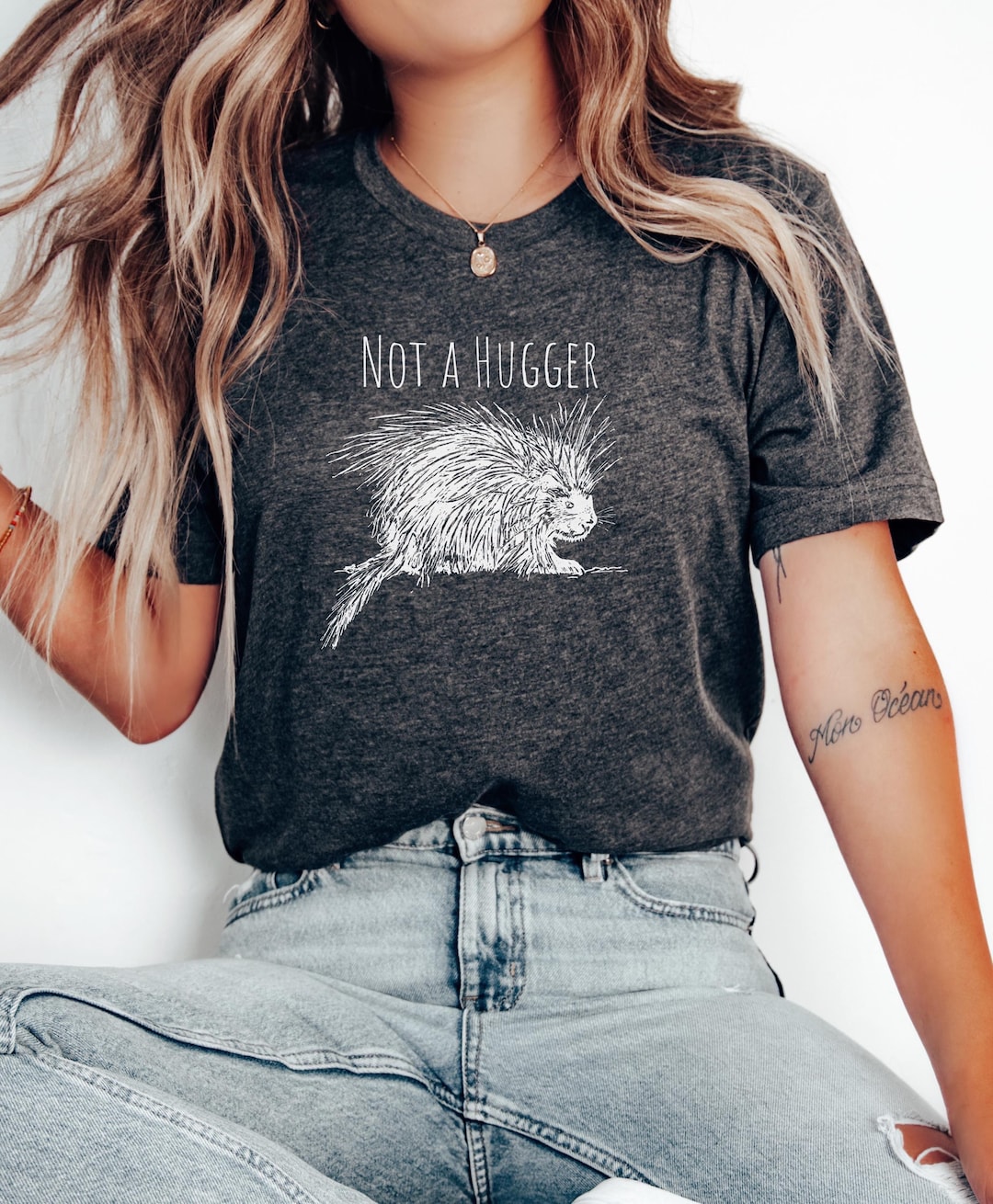 Not A Hugger Shirt, Funny Porcupine Tee, Sarcastic Social Anxiety ...
