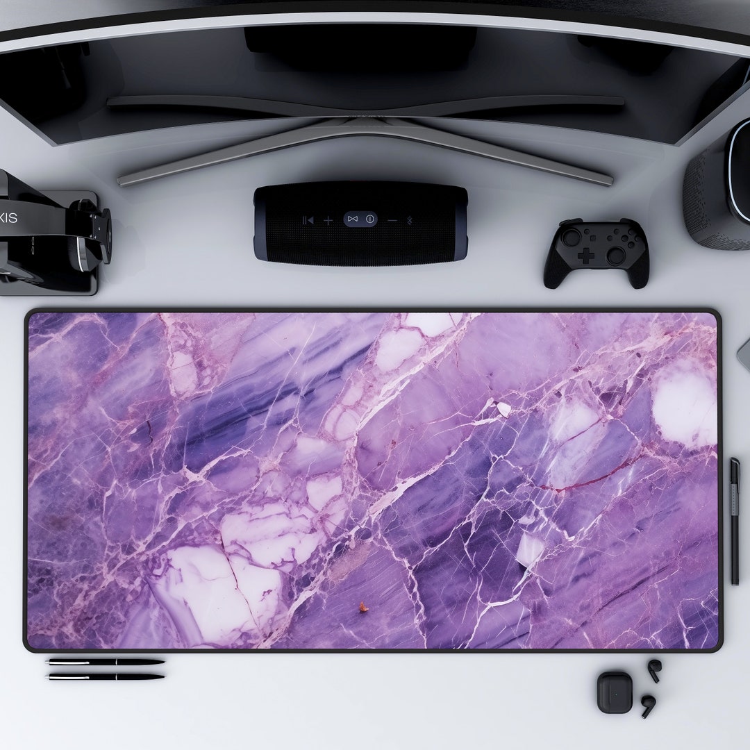 Purple Marble and White Desk Mat, Stunning Marble Desk Pad, Luxurious ...