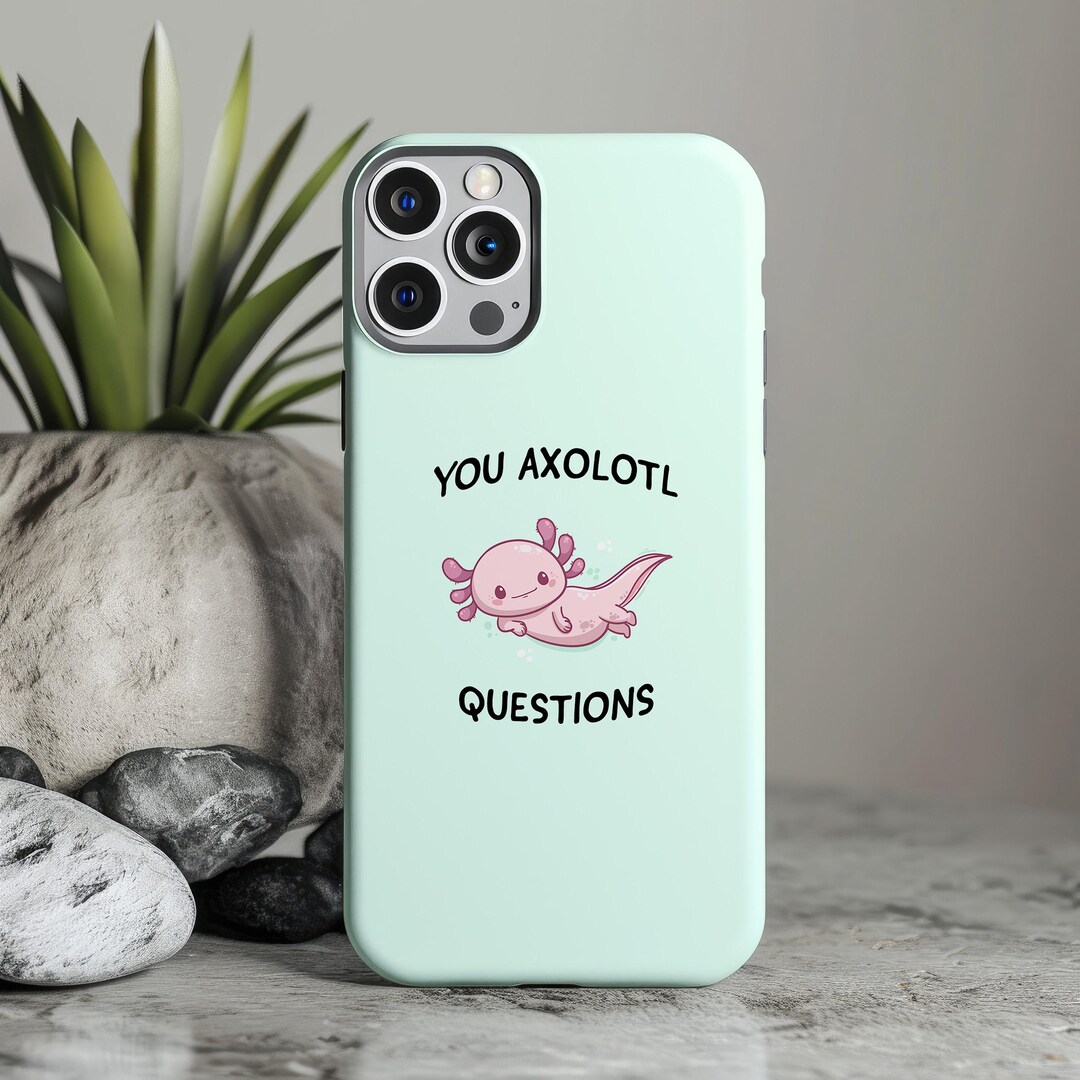 Kawaii Axolotl Phone Case, Cute Pink Salamander Tough Case for iPhone ...