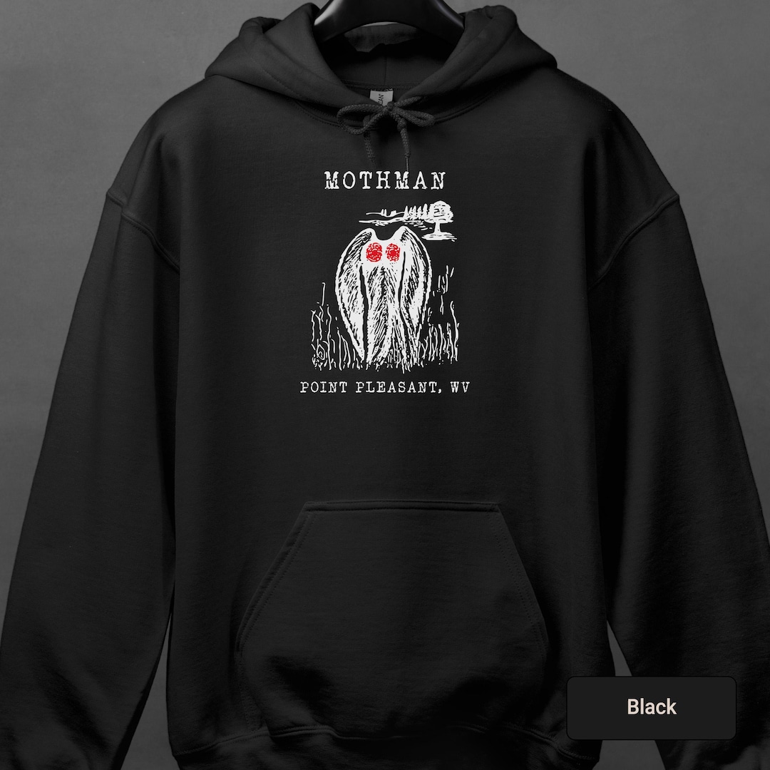 Mothman Graphic Hoodie, Cryptid Clothing, Unisex Pullover, Urban Legend ...