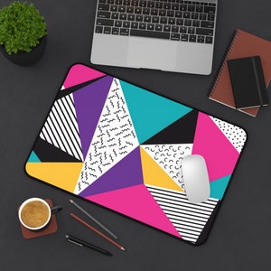 Retro 80s Desk Mat, Cute 90s XL Mousepad, Vintage Desk Mat, Gaming Desk ...