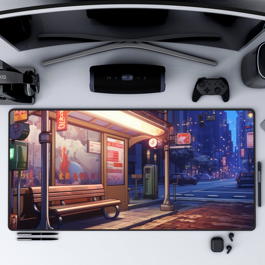 Lofi Tokyo Desk Mat Japanese Aesthetic, Large Mouse Pad Gift for Gamers ...