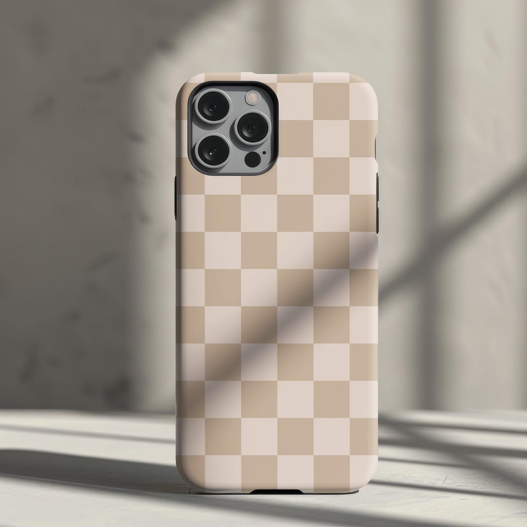 Muted Beige Neutral Checkerboard Pattern Phone Case | Tough Case for ...
