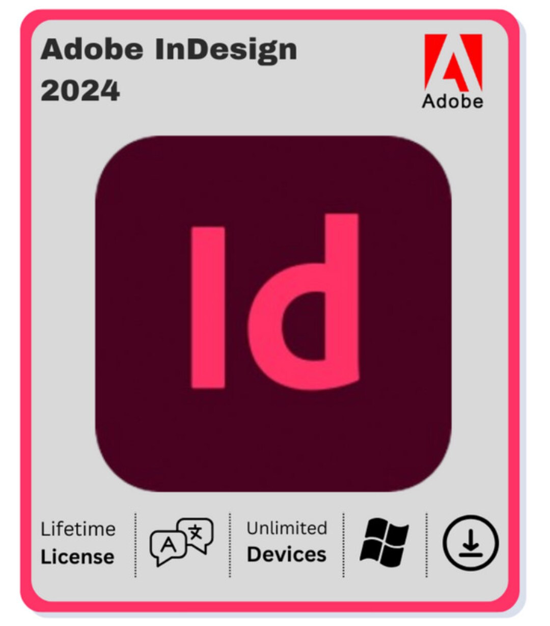 Adobe Indesign 2024 Ready to Use Lifetime License Windows - Etsy