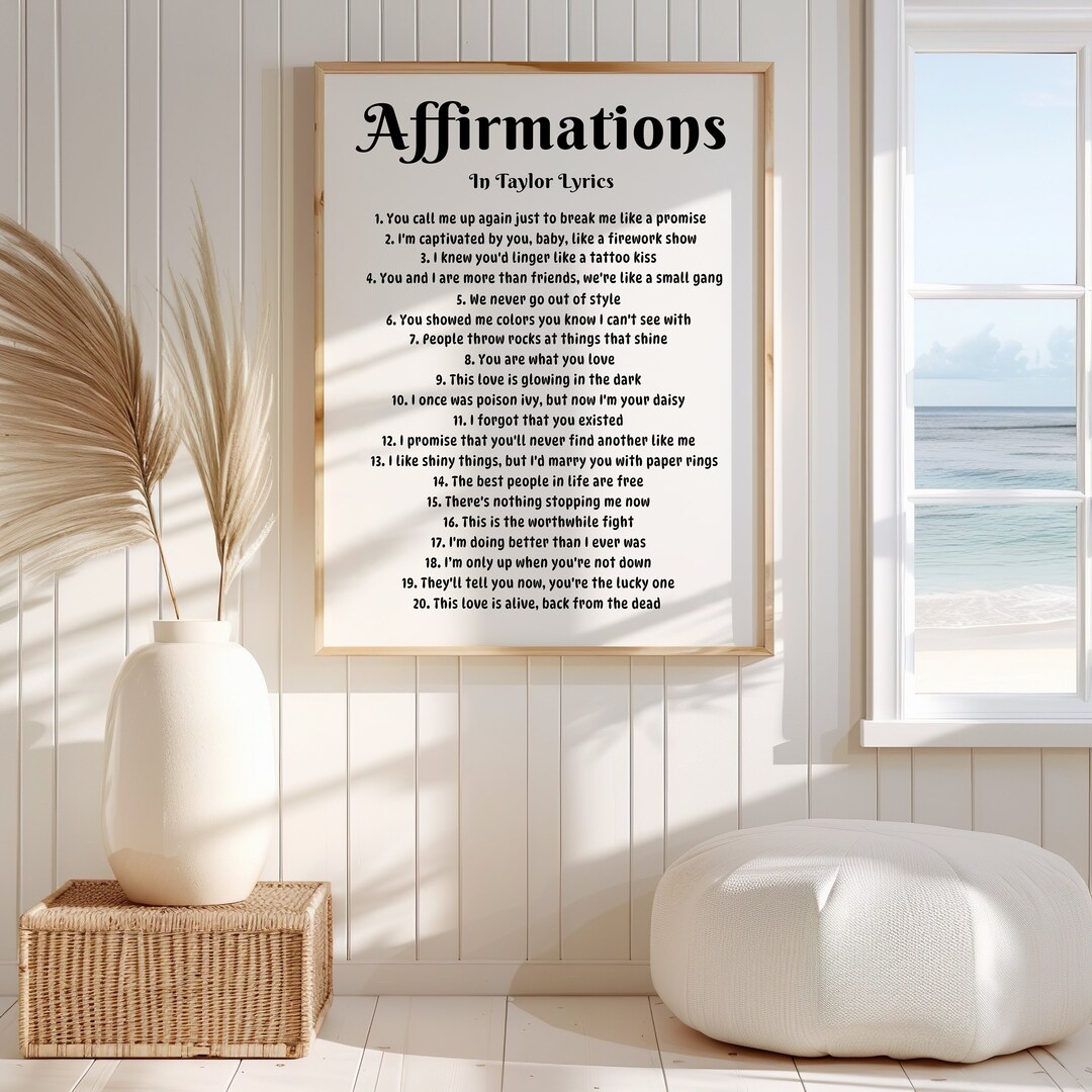 Taylor Swift Affirmations, Taylor Swift Lover Gift, Taylor Swift Art ...