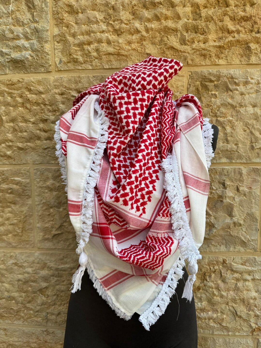 White & Red Kufiyah (made in Palestine) - Etsy