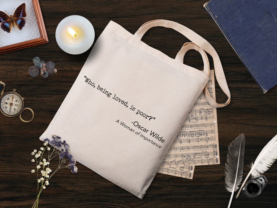 Minimalist Tote for Book Lover, Love Quote Library Tote Bag, Oscar ...