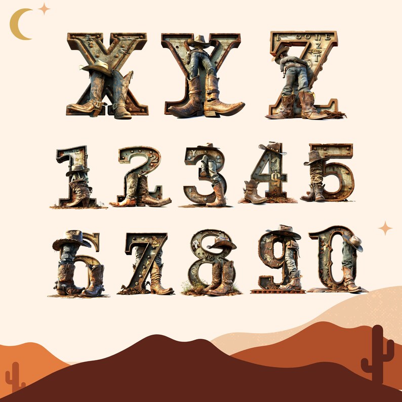 36 PNG Letters Clipart, Western Png, Clipart, Bundle of Letters ...