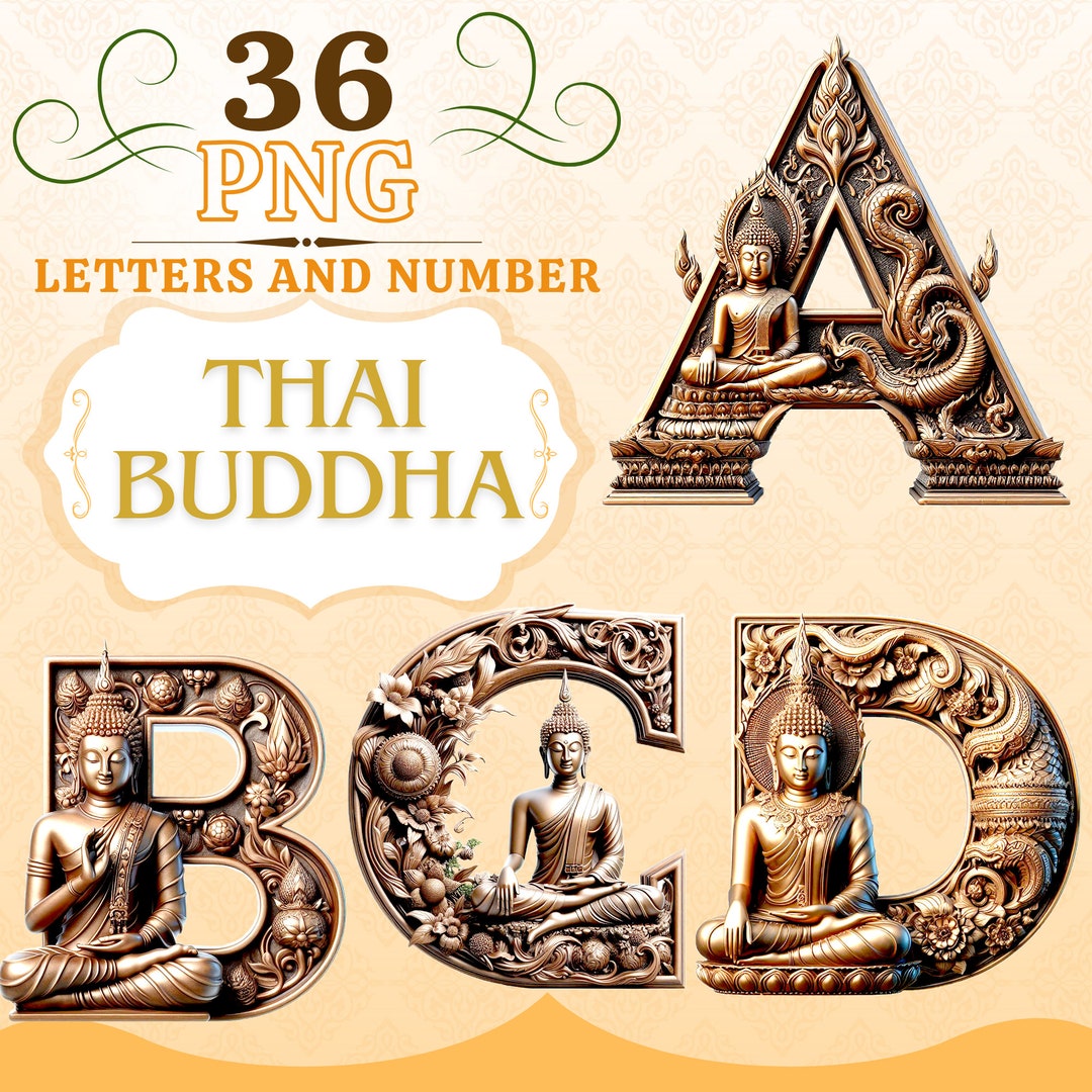 Thai Buddha Buddha Alphabet Clipart, 300 DPI (PNG Digital Download ...
