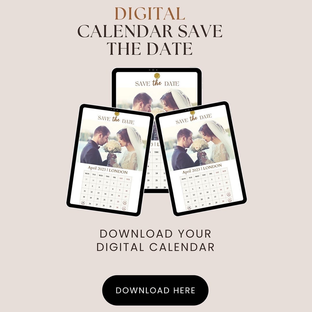 Digital Calendar Save the Date Wedding Calendar Invitation Days Til ...