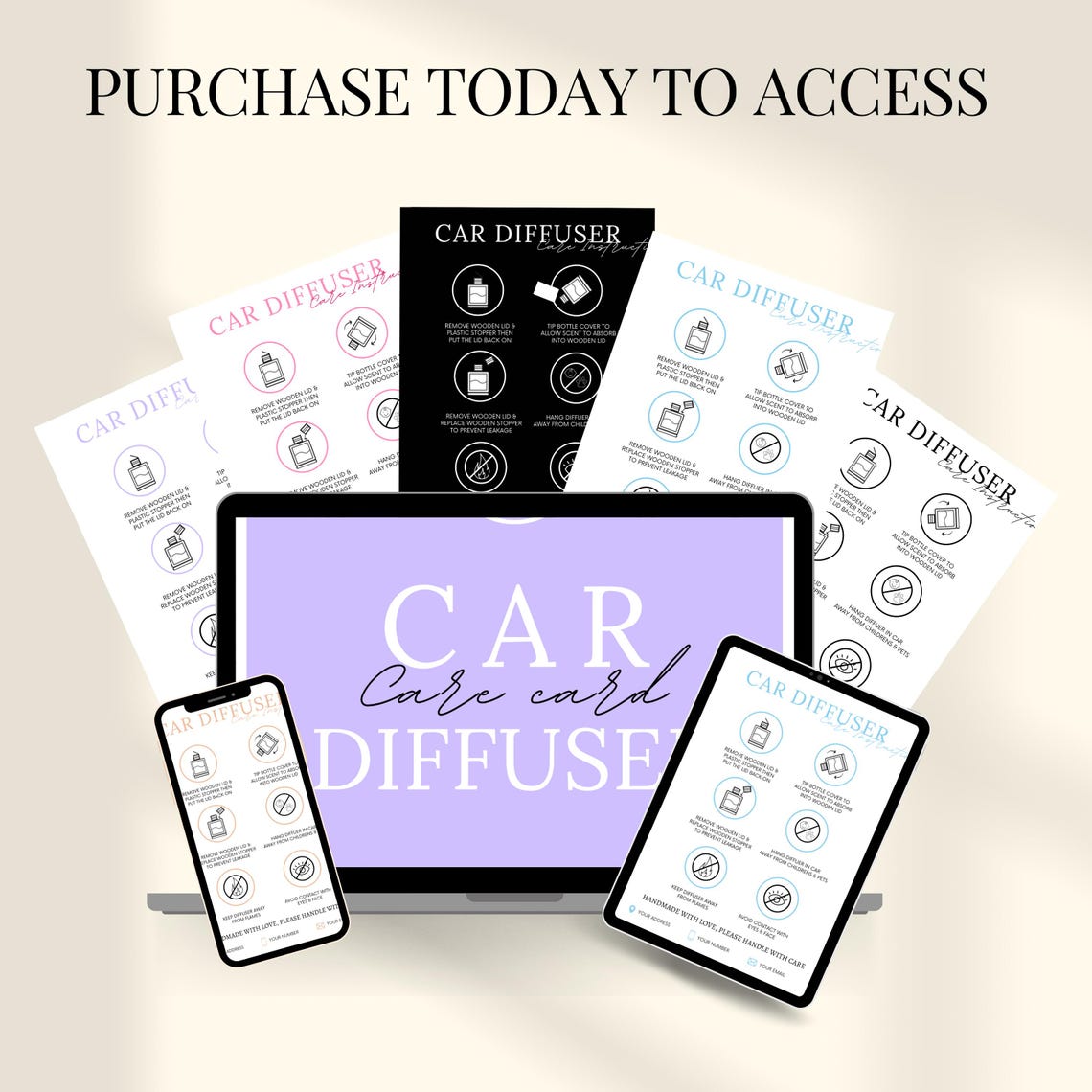 Editable Car Diffuser Care Card Template, Instructional Packaging ...