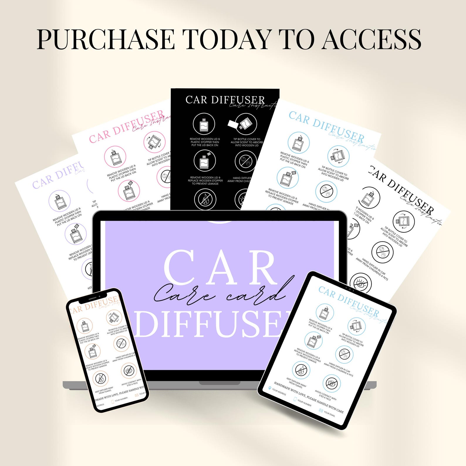 Editable Car Diffuser Care Card Template, Instructional Packaging ...