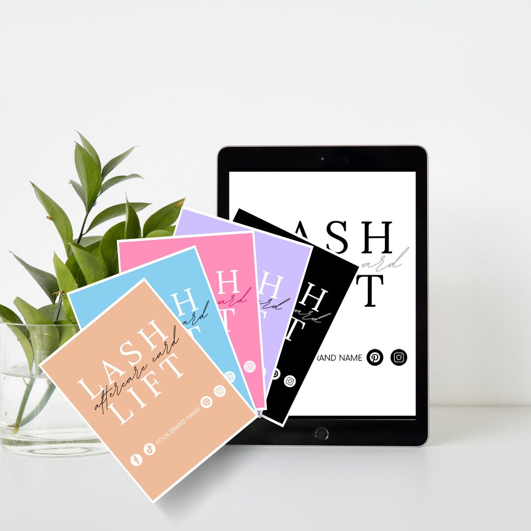 Lash Lift Care Cards, Editable Post-treatment 12-pack Instructions ...