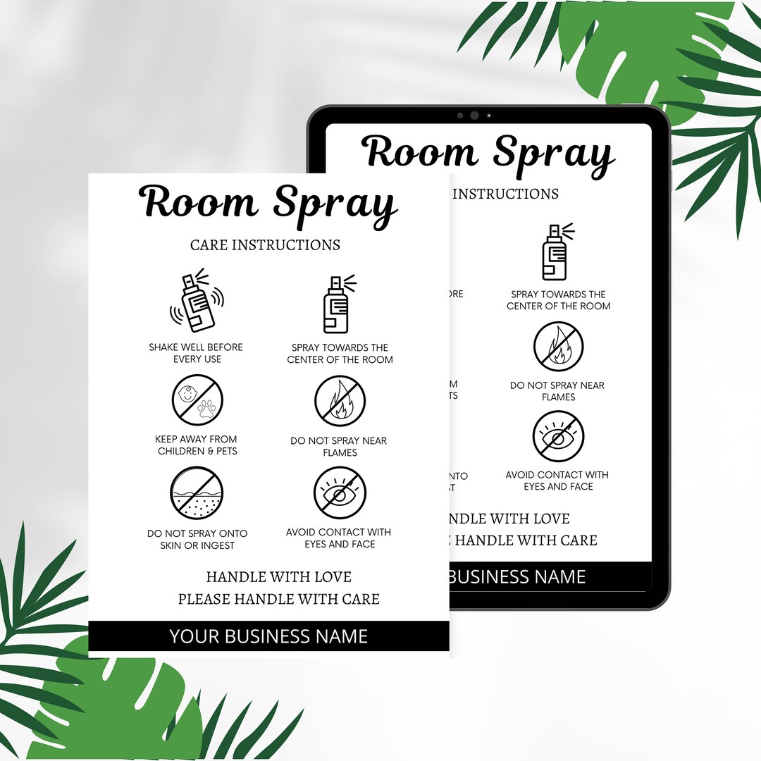 Room Spray Care Instructions Template, Customizable Thank You Card for ...