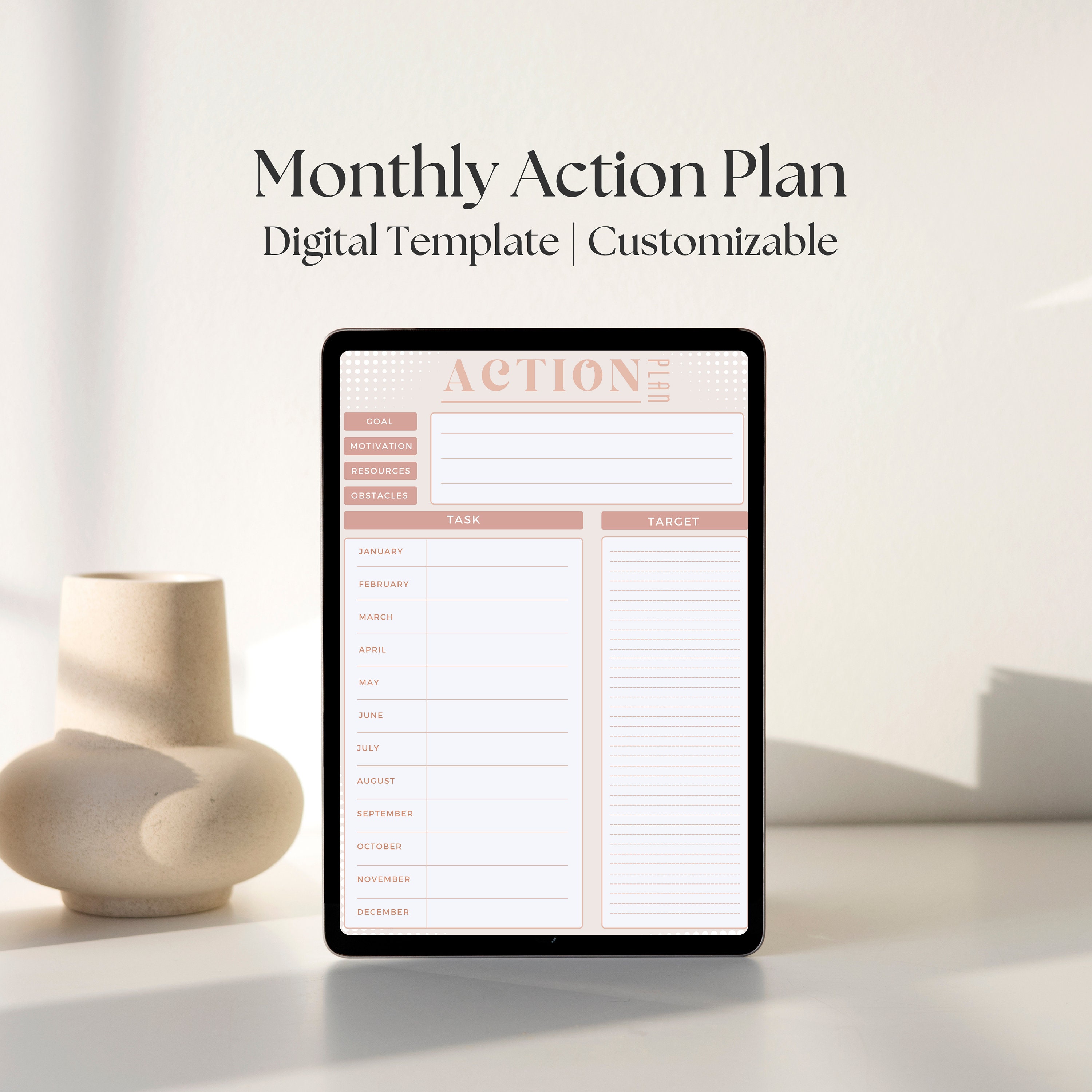 Monthly Action Plan Smart Goals Planner Achieved Goal Planner Yearly ...