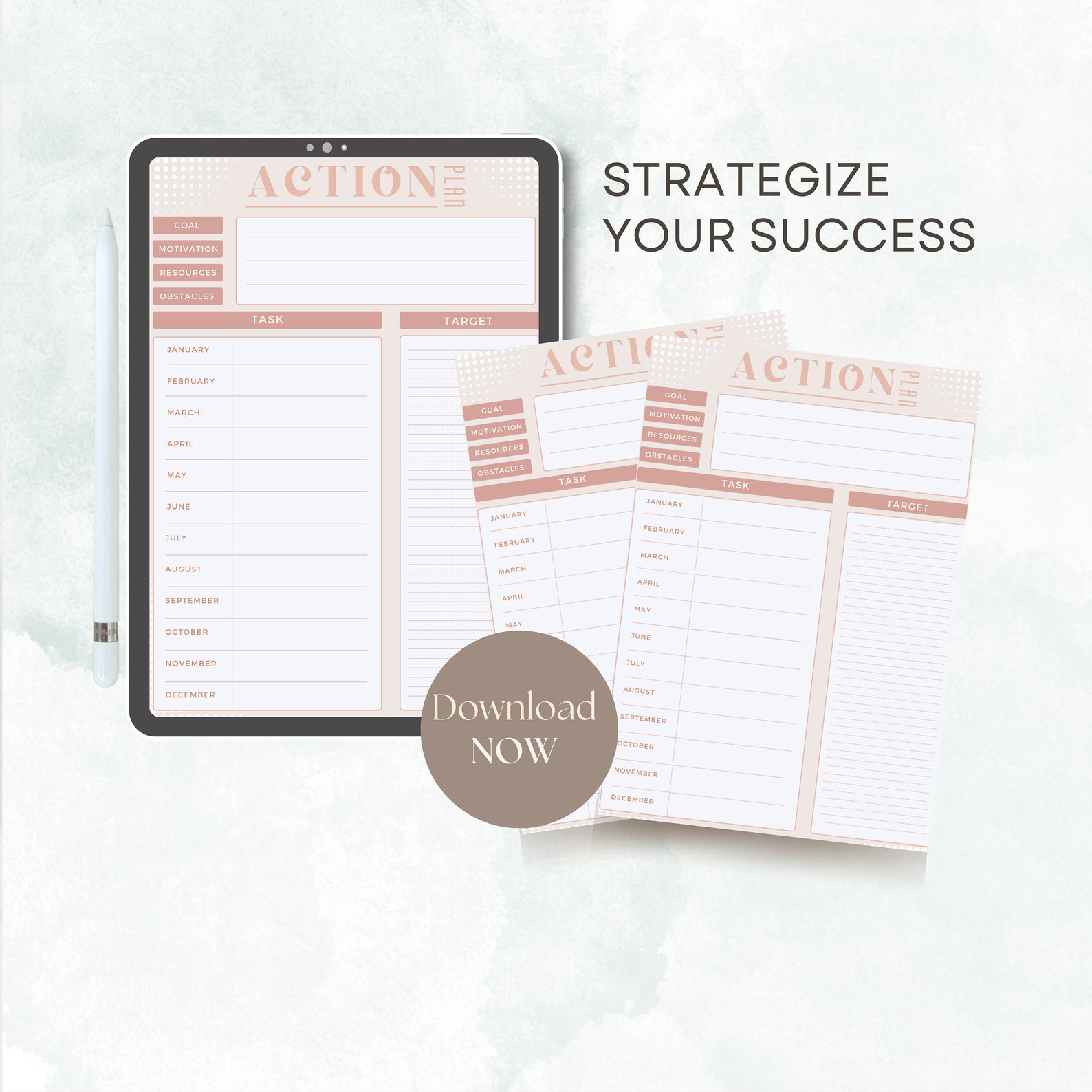 Monthly Action Plan | Smart Goals Planner| Achieved Goal Planner ...