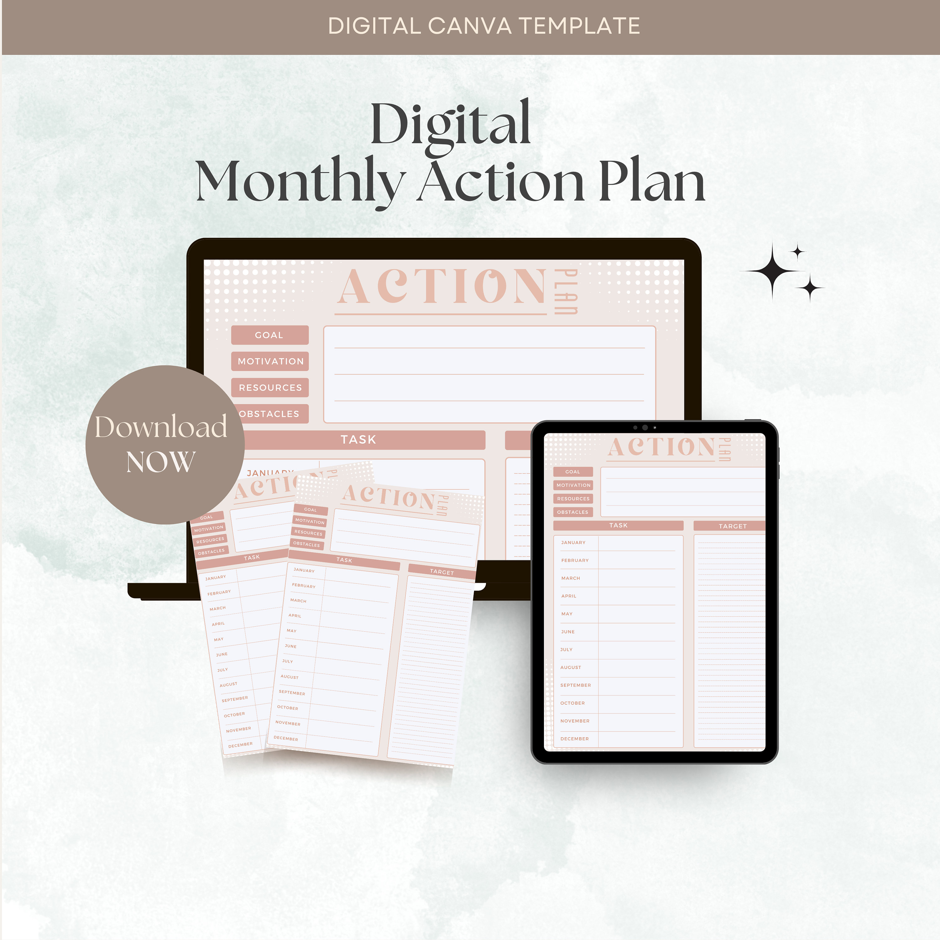 Monthly Action Plan Smart Goals Planner Achieved Goal Planner Yearly ...