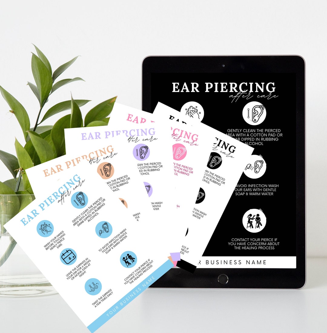 Ear Piercing Care Card 12 Bundle Care Instruction Card Small Business ...