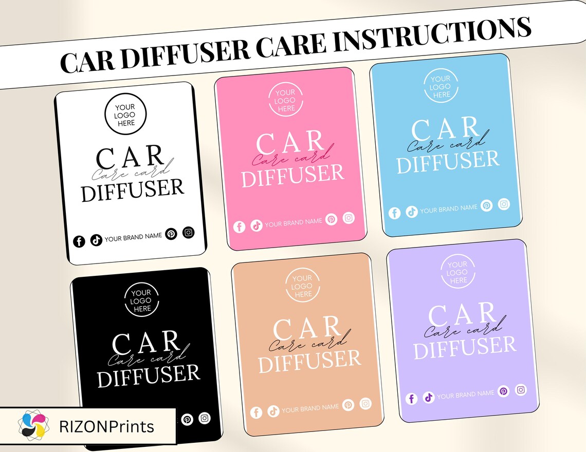 Editable Car Diffuser Care Card Template, Instructional Packaging ...