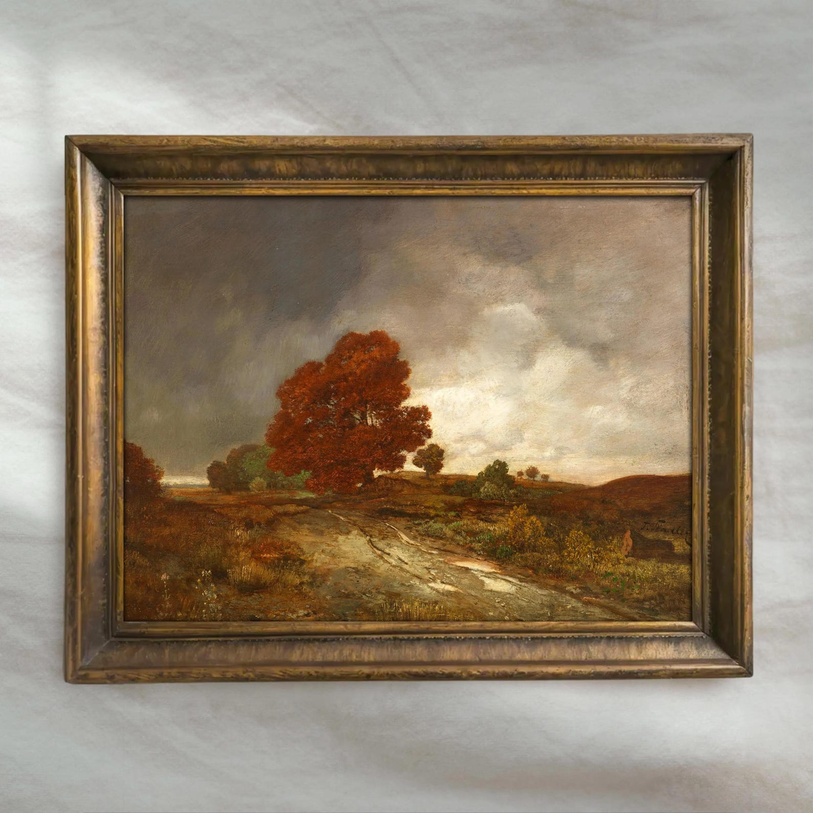 Vintage Autumn Landscape Painting | Moody Fall Wall Art | Antique ...
