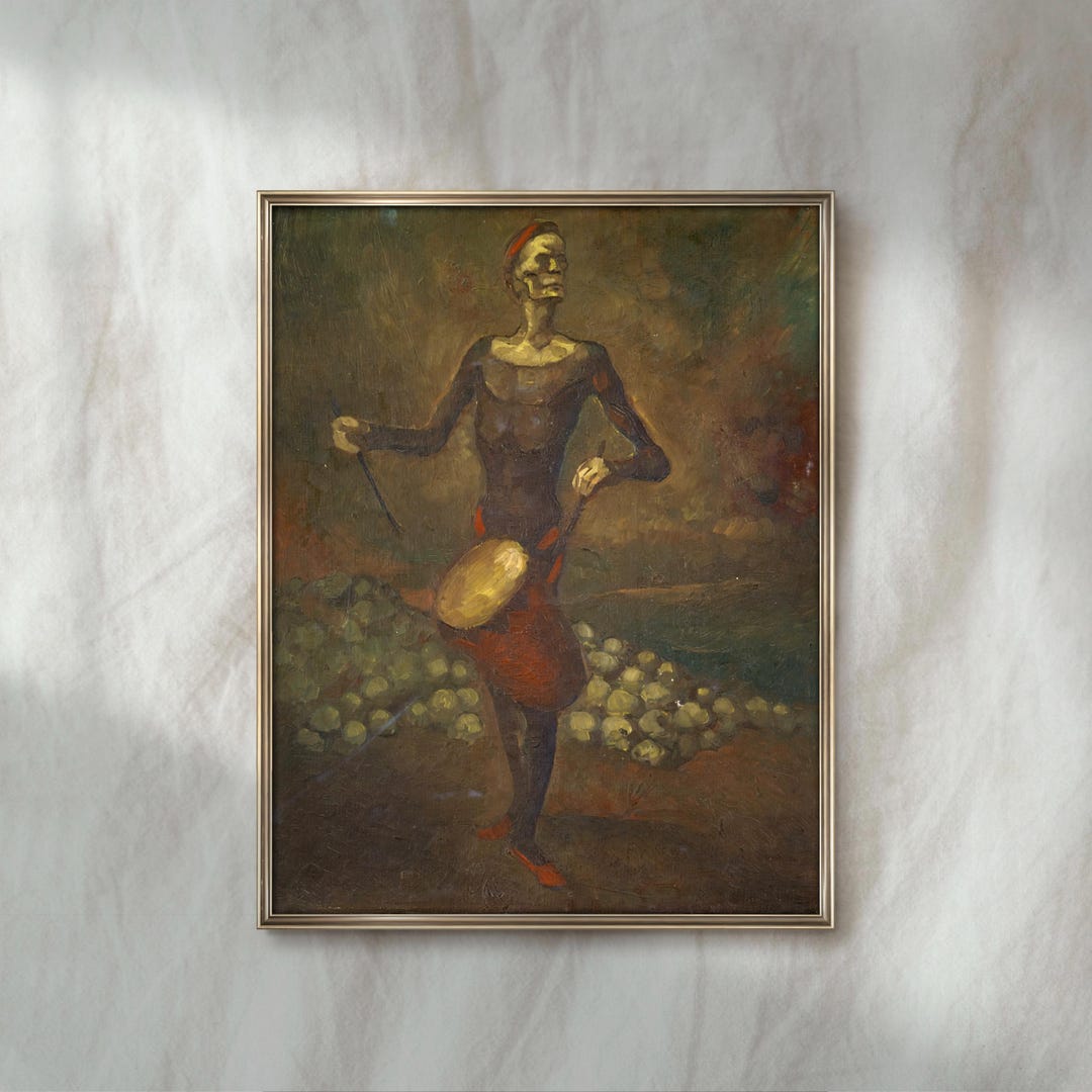 Vintage Gothic Drummer Painting | Dark Academia Wall Art | Antique ...
