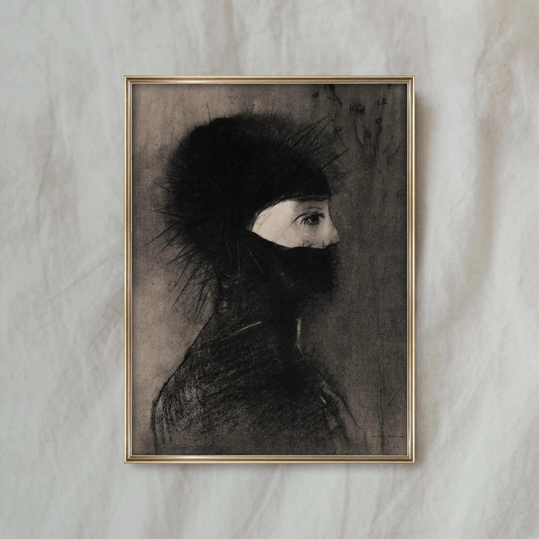 Vintage Charcoal Portrait Drawing | Dark Academia Wall Art | Gothic ...