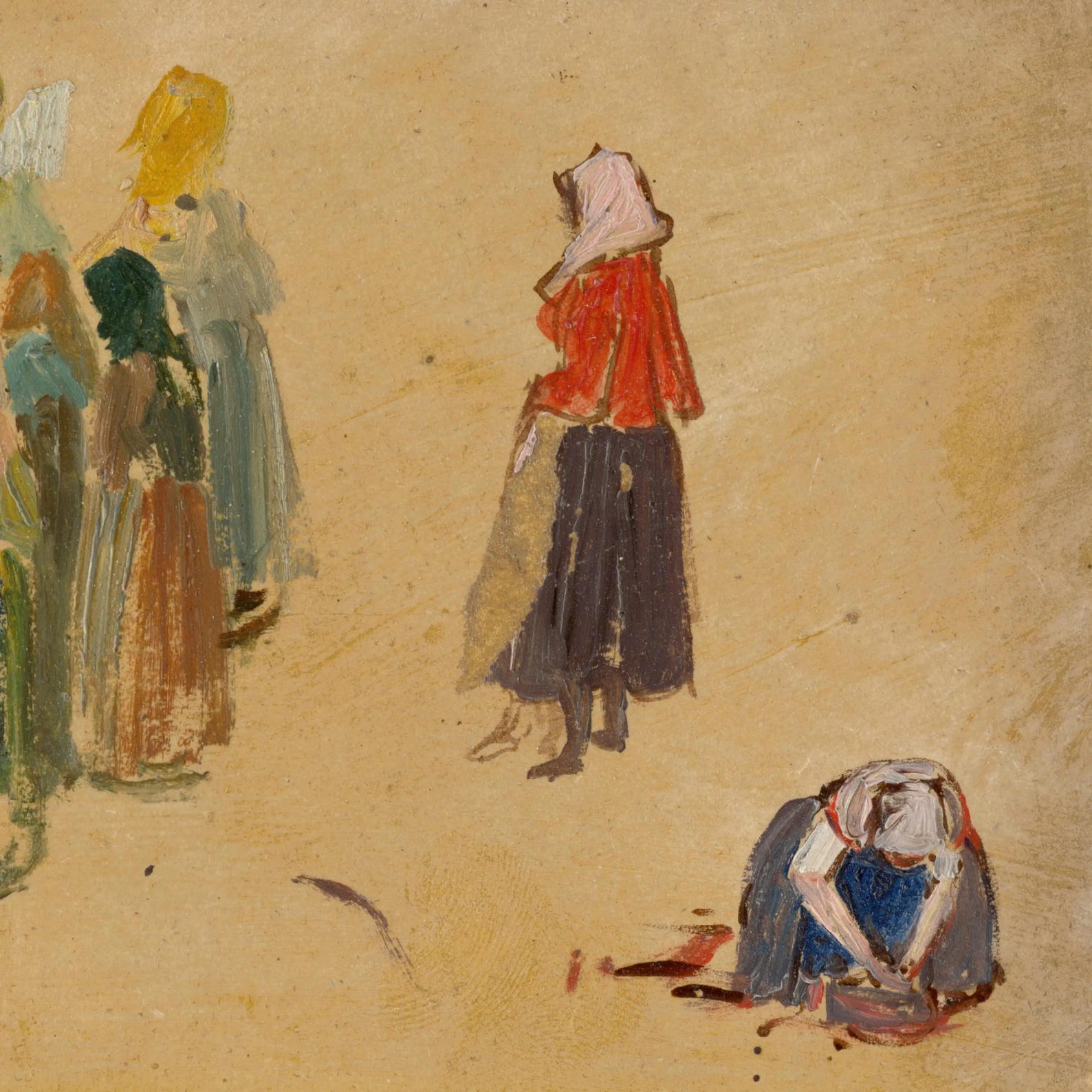 Vintage Village Crowd Painting | Traditional Folk Wall Art | Antique ...