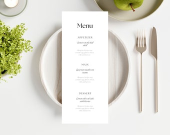 Elegant Minimal Wedding Menu Template Modern Wedding Menu Minimalist ...