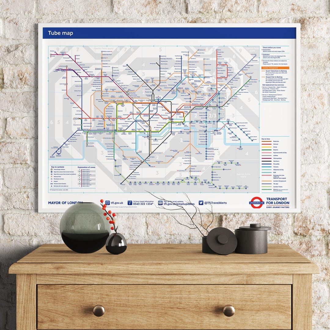 Navigate London's Charm: London Tube Map Canvas Print - Underground Art ...