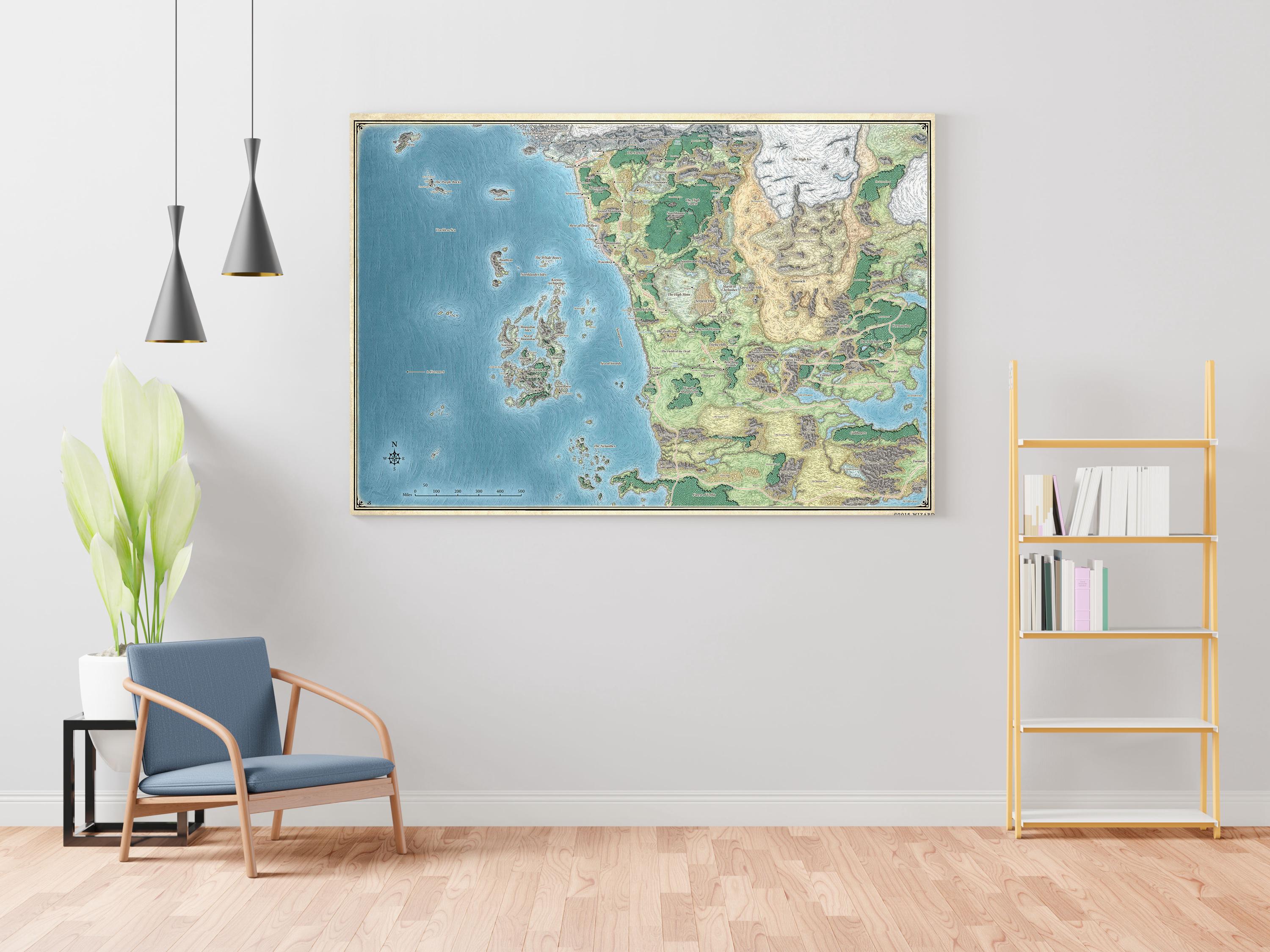 Forgotten Realms Map Art Canvas, Map of Fearun Wall Art,forgotten ...