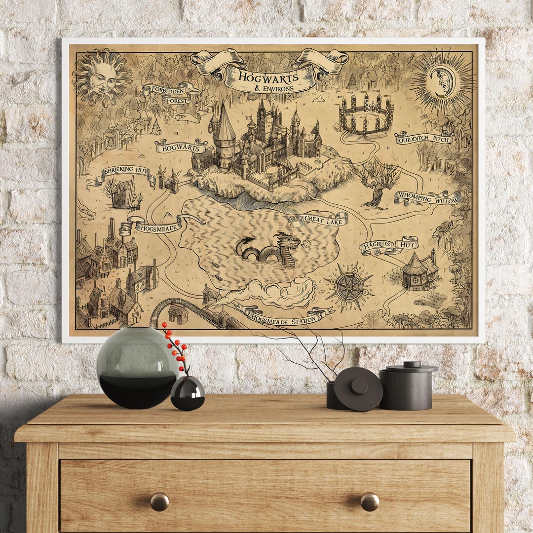 Fantasy Map Canvas Poster, Movie Series Map Canvas, Fantasy Movie ...
