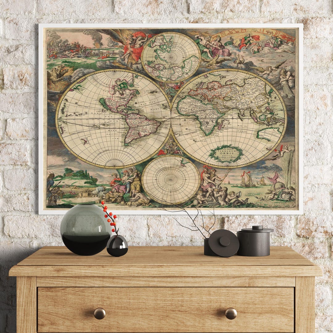 Antique Map of the World Poster,vintage World Map Print Wall Art ...