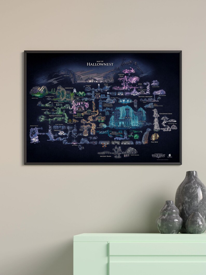 Hollow Knight Map - Print, Canvas, Poster, Wall Art, Wall Decor, Canvas ...