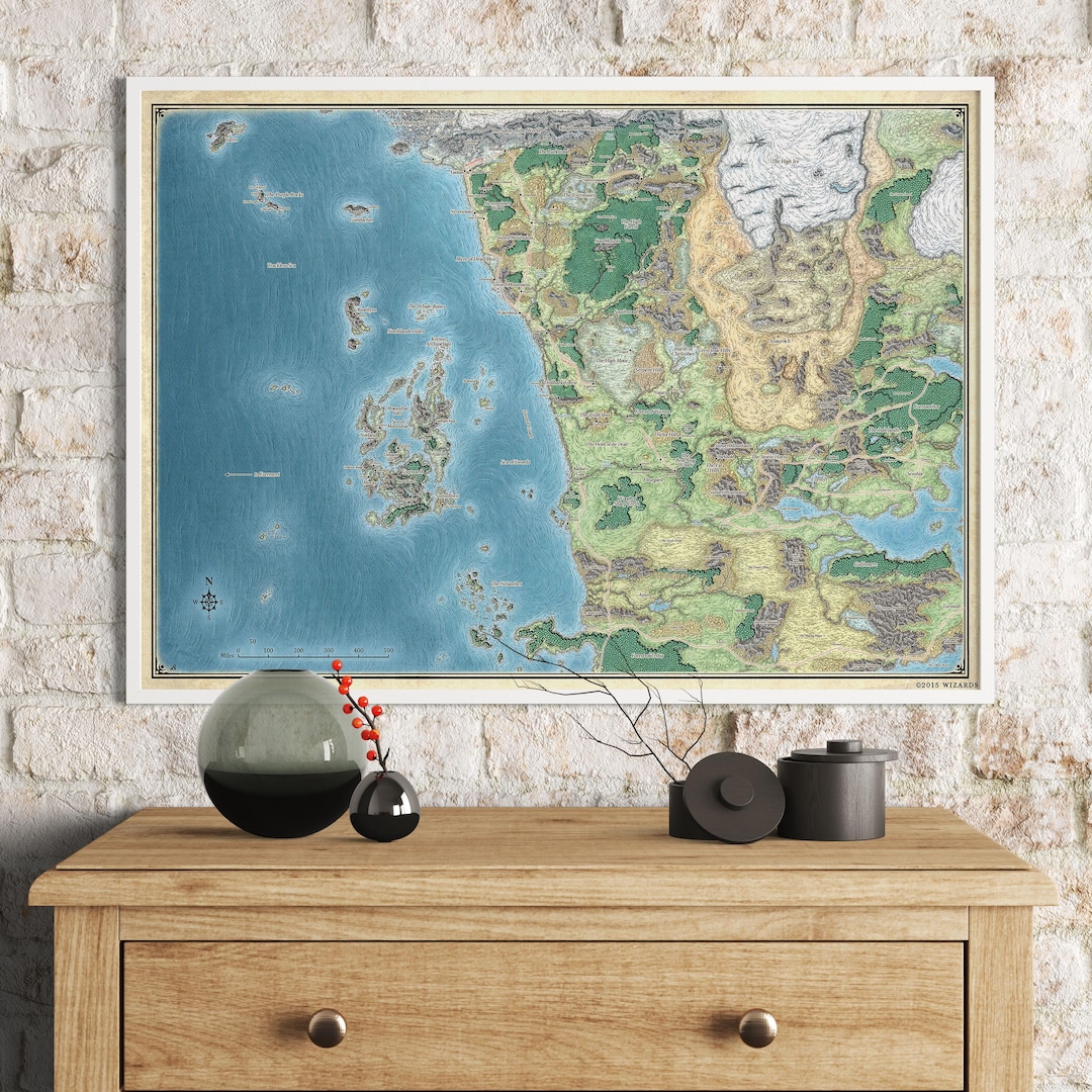 Forgotten Realms Map Art Canvas, Map of Fearun Wall Art,forgotten ...