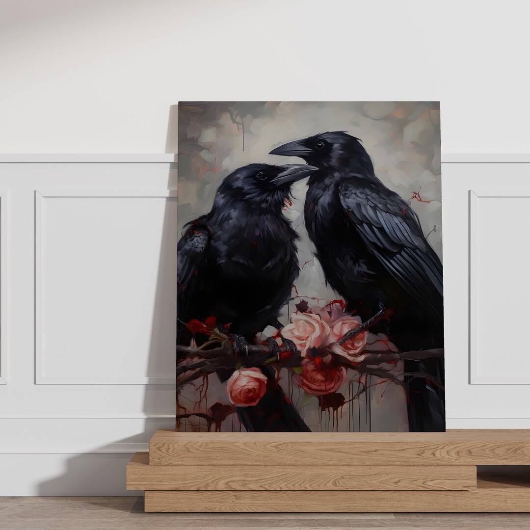 Gothic Romantic Raven Couple, Vintage Poster, Art Poster Print, Home ...