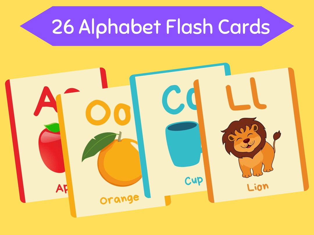 Buy Printable ABC Flash Cards, Educational A-Z Cards for Kids, Alphabet ...