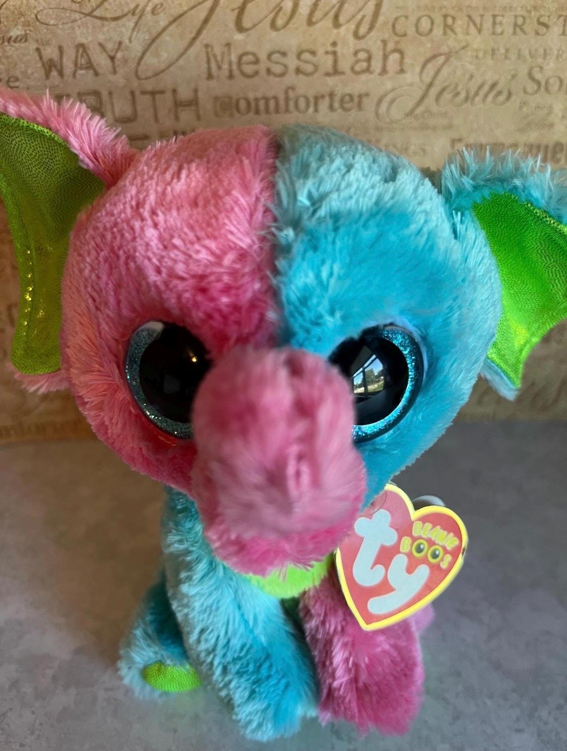 Ty Beanie Boo Elfie the Neon Green, Blue, & Pink Elephant 6” NWT ...