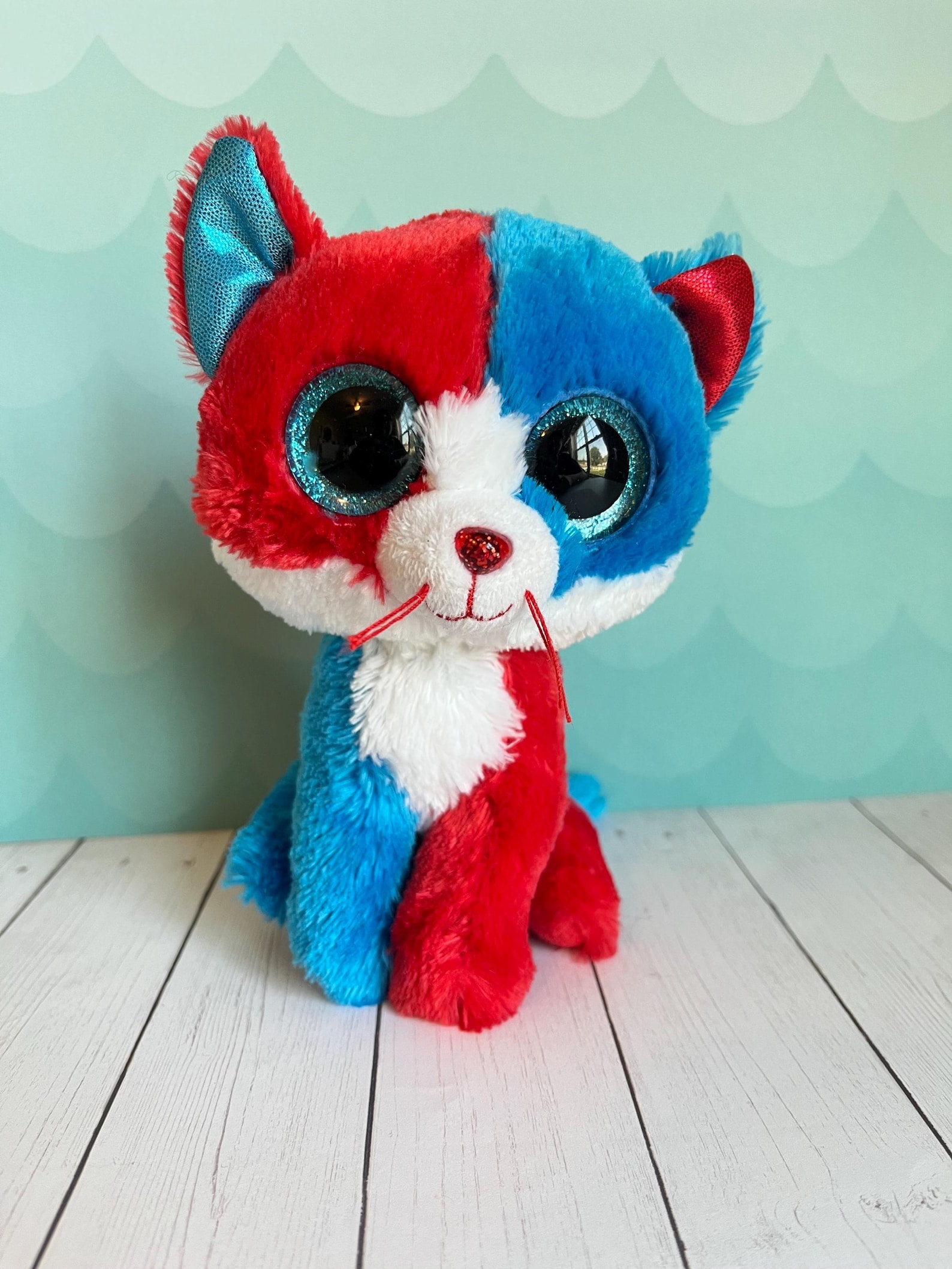 Ty Beanie Boo Spirit the Red & Blue 4th of July Cat RARE 6” Exclusive ...