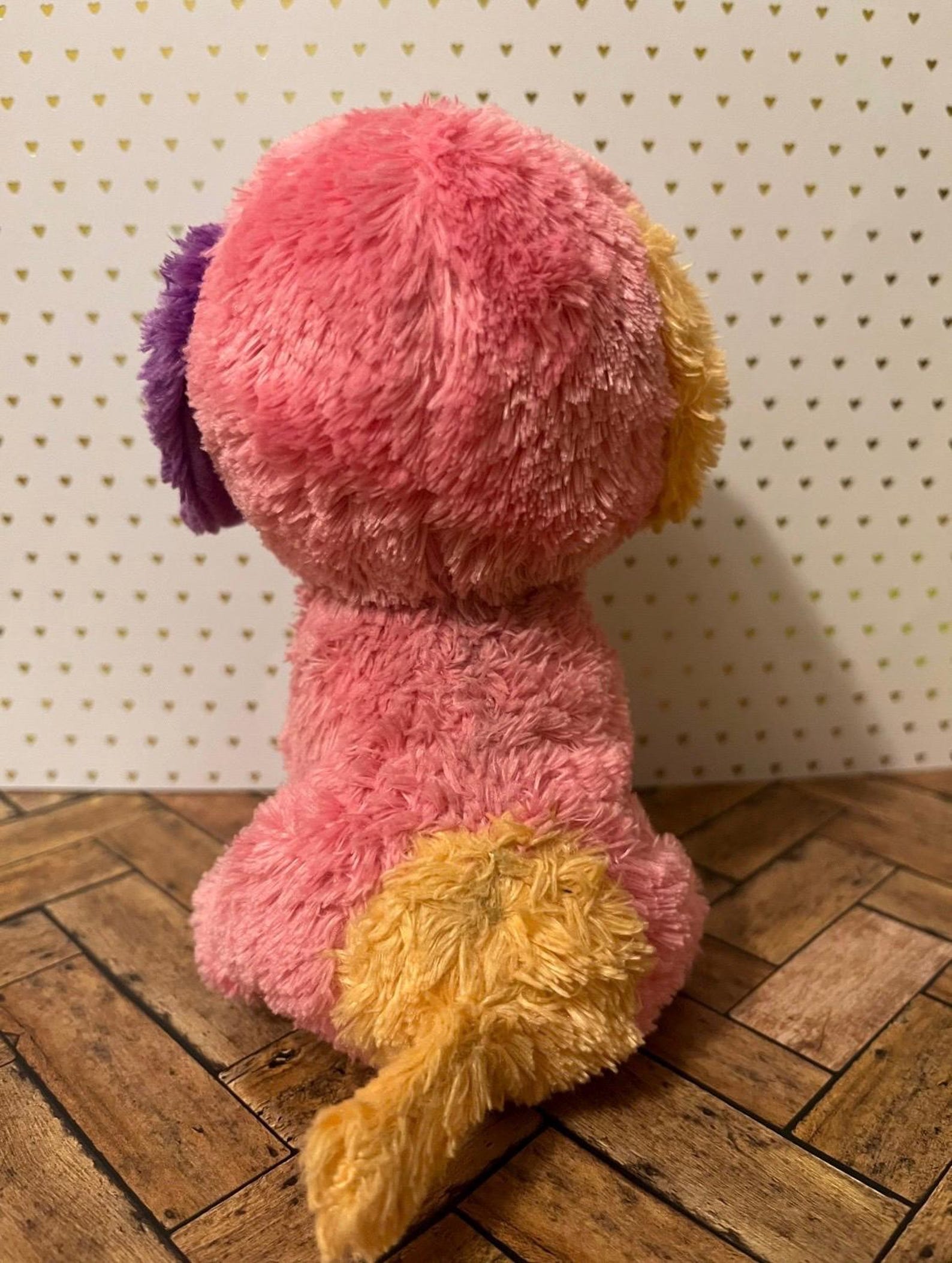 Ty Beanie Boo Precious the Pink, Orange, & Purple Dog 6” *loved ...