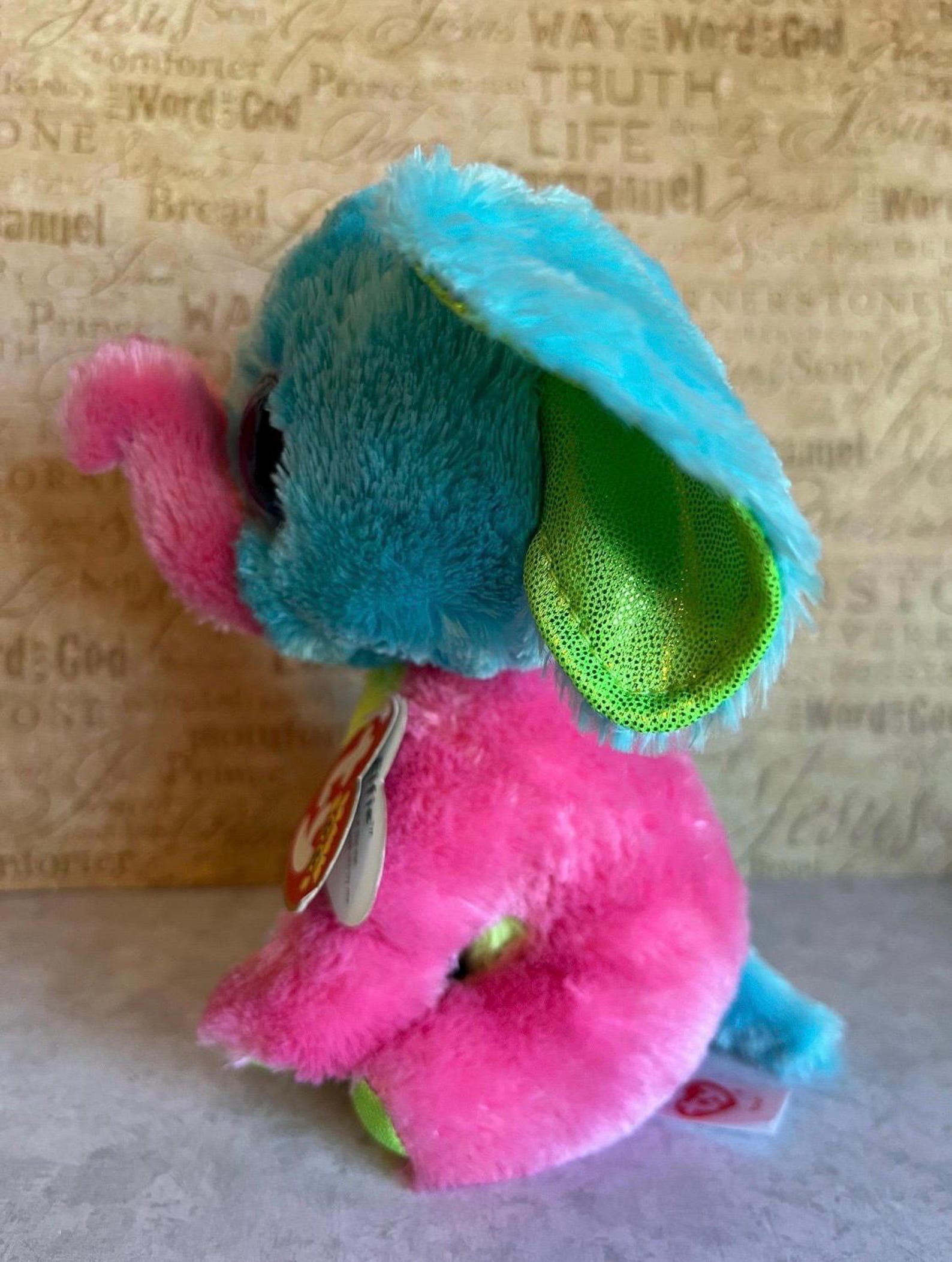 Ty Beanie Boo Elfie the Neon Green, Blue, & Pink Elephant 6” NWT ...