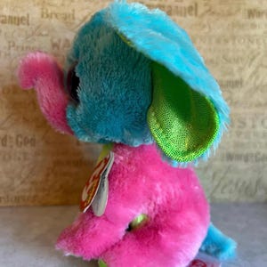 Ty Beanie Boo Elfie the Neon Green, Blue, & Pink Elephant 6” NWT ...