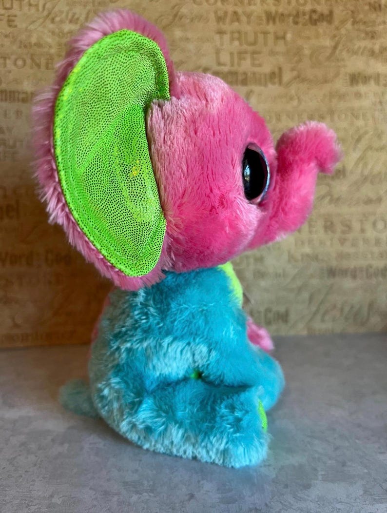 Ty Beanie Boo Elfie the Neon Green, Blue, & Pink Elephant 6” NWT ...