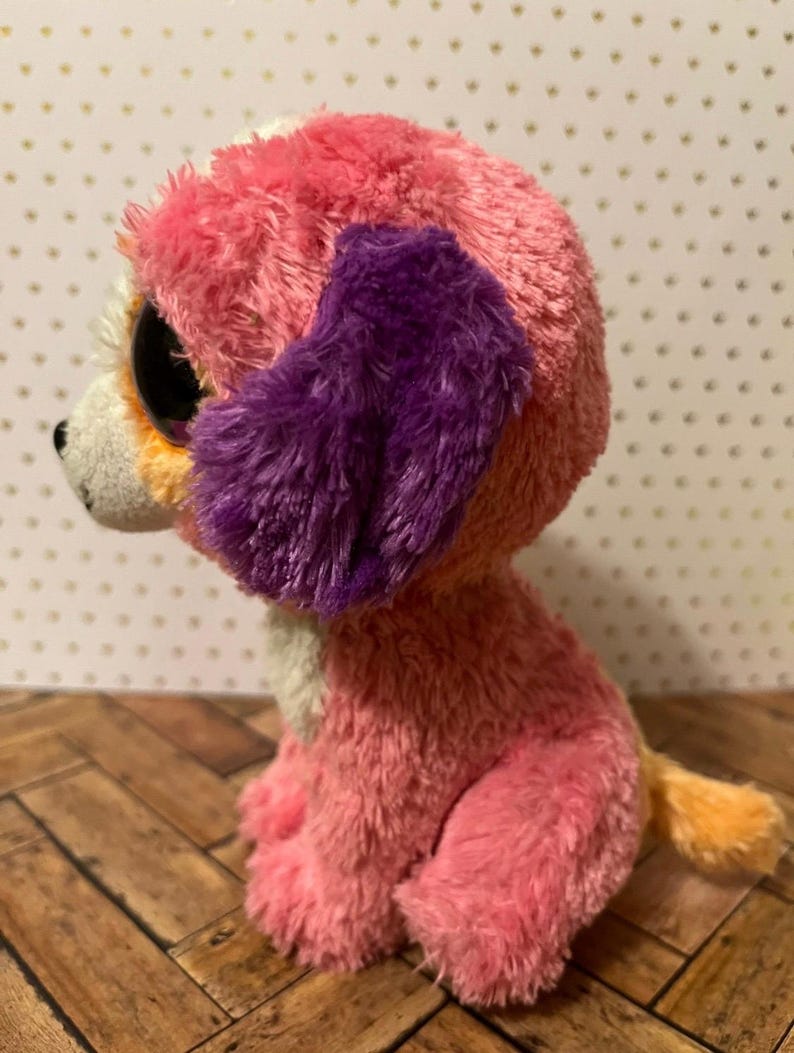 Ty Beanie Boo Precious the Pink, Orange, & Purple Dog 6” *loved ...