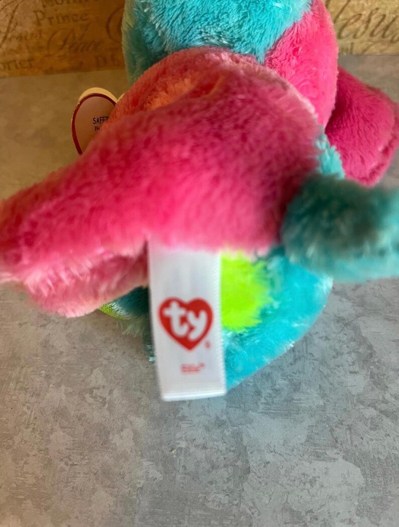 Ty Beanie Boo Elfie the Neon Green, Blue, & Pink Elephant 6” NWT ...