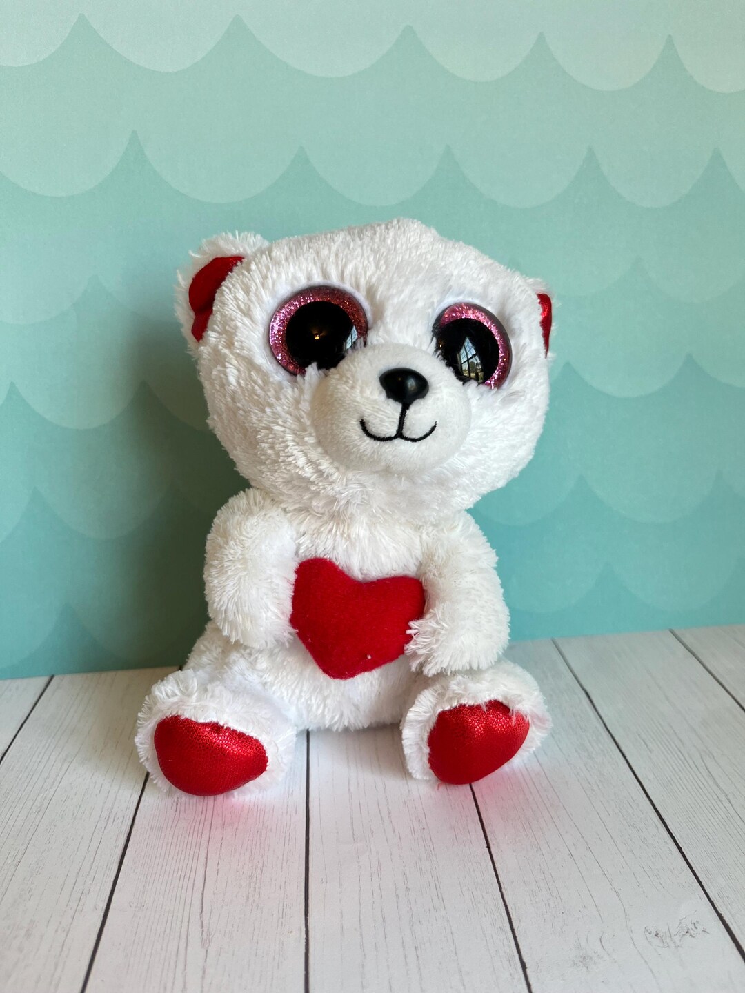 Ty Beanie Boo Cuddly Bear the White & Rose Valentine’s Day Bear 6” - Etsy