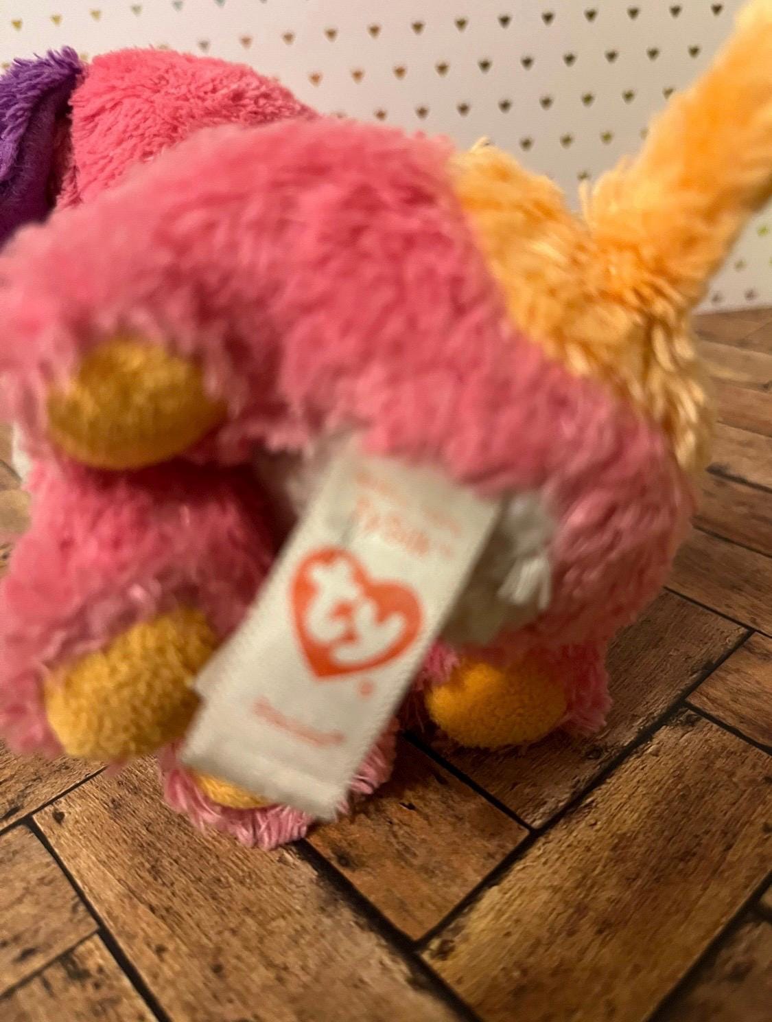 Ty Beanie Boo Precious the Pink, Orange, & Purple Dog 6” *loved ...